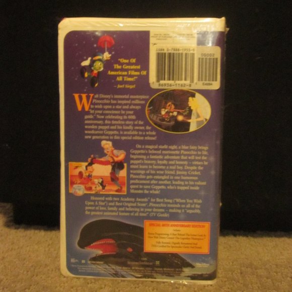 Disney | Other | Walt Disneys Pinocchio Vhs Clam Shell In Original Wrap ...